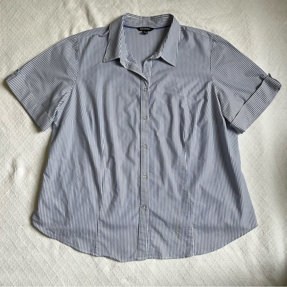 George | Tops | George Striped Short Sleeve Buttons Up Collared Shirt ...